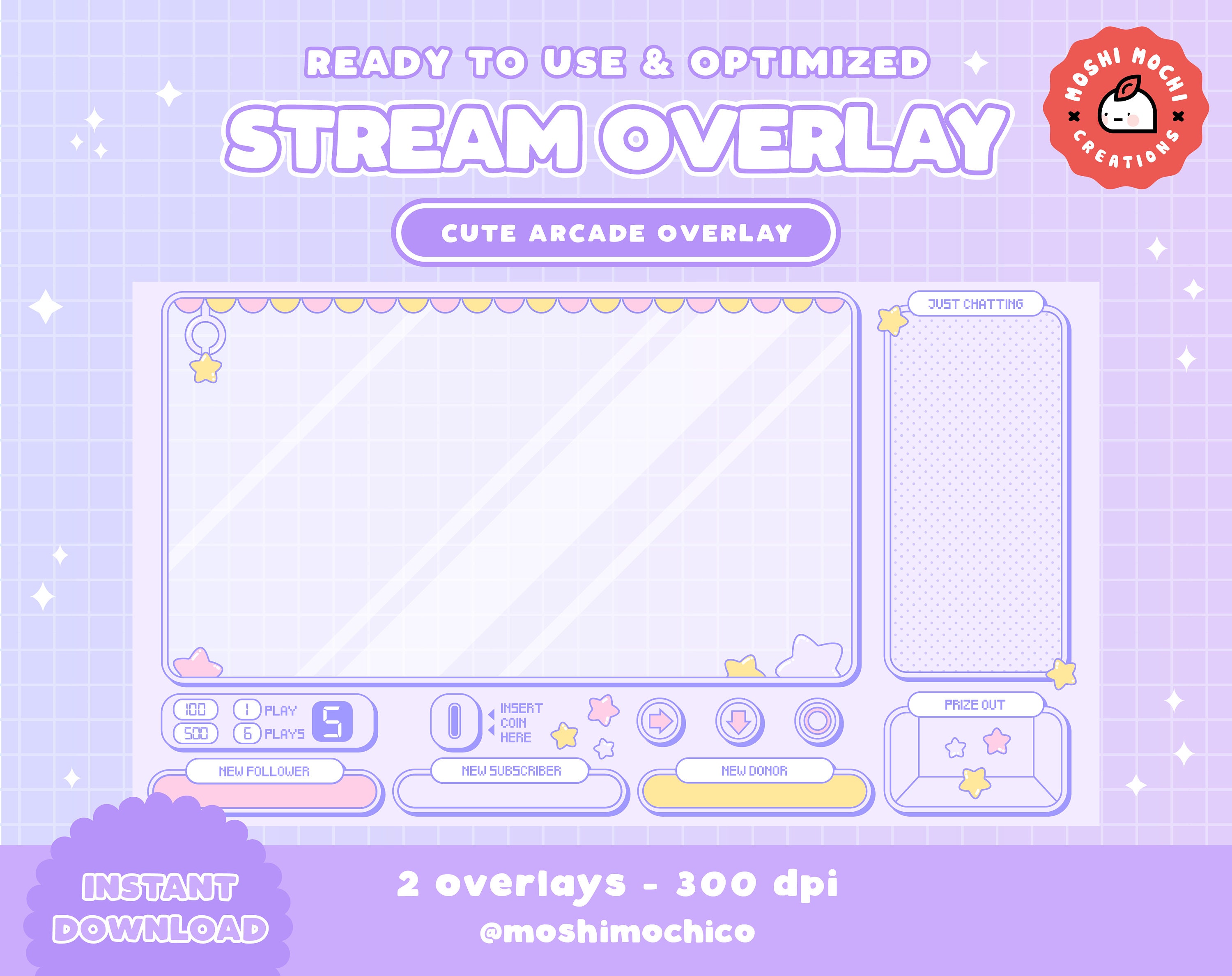 Cute Crystal Theme Overlay Aesthetic Purple Color Kawaii Crystal Twitch ...