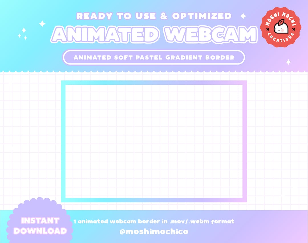 Twitch Animated Iridescent Pastel Webcam Border Frame / Stream Graphics ...