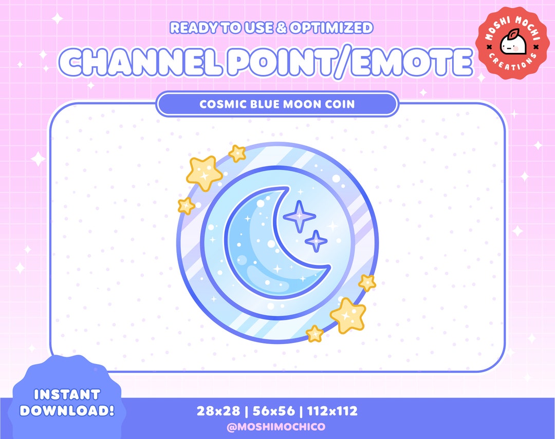 Twitch Blue Moon Coin Channel Point / Emote Badge / Kawaii / Streamer ...