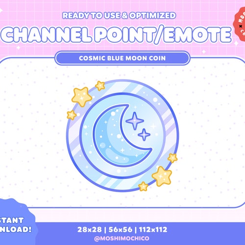 Twitch Blue Moon Coin Channel Point / Emote Badge / Kawaii / - Etsy