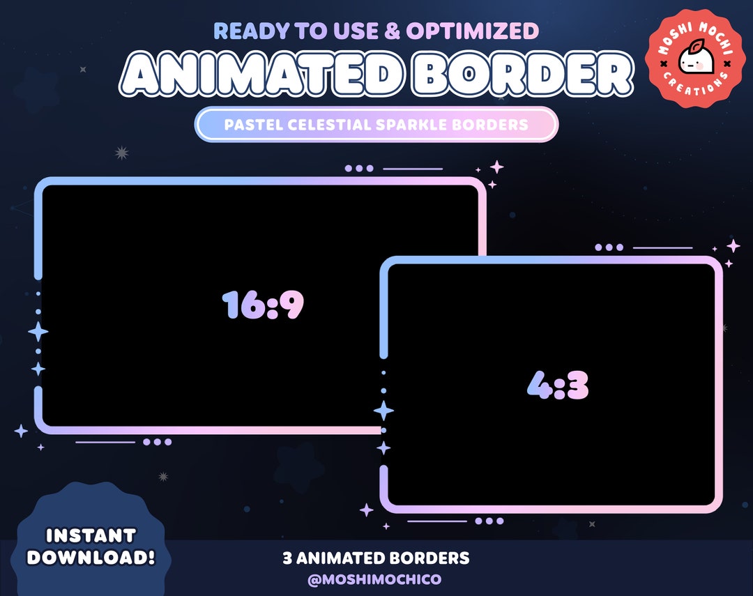 Mystic Animated Celestial Sparkle Stream Border, Twitch Cam, Webcam ...