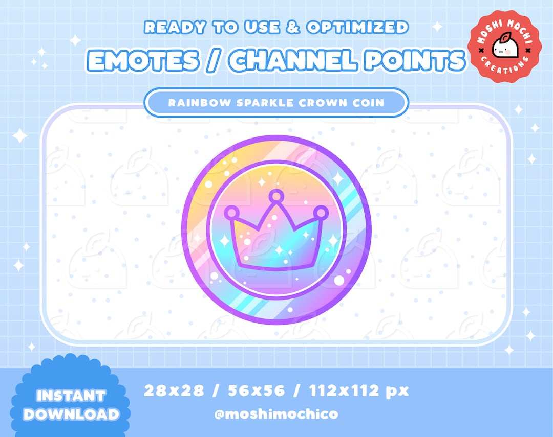 Twitch Rainbow Crown Coin Emote / Channel Point / Badges / Kawaii ...