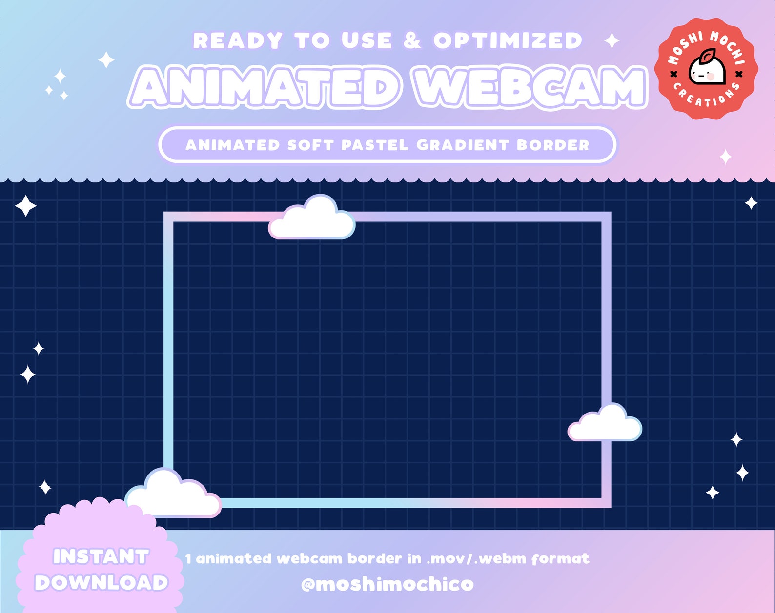 Cute Animated Pastel Cloud Webcam Border Frame / Twitch / Cam - Etsy