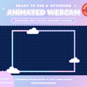 Cute Animated Pastel Cloud Webcam Border Frame / Twitch / Cam / Stream ...