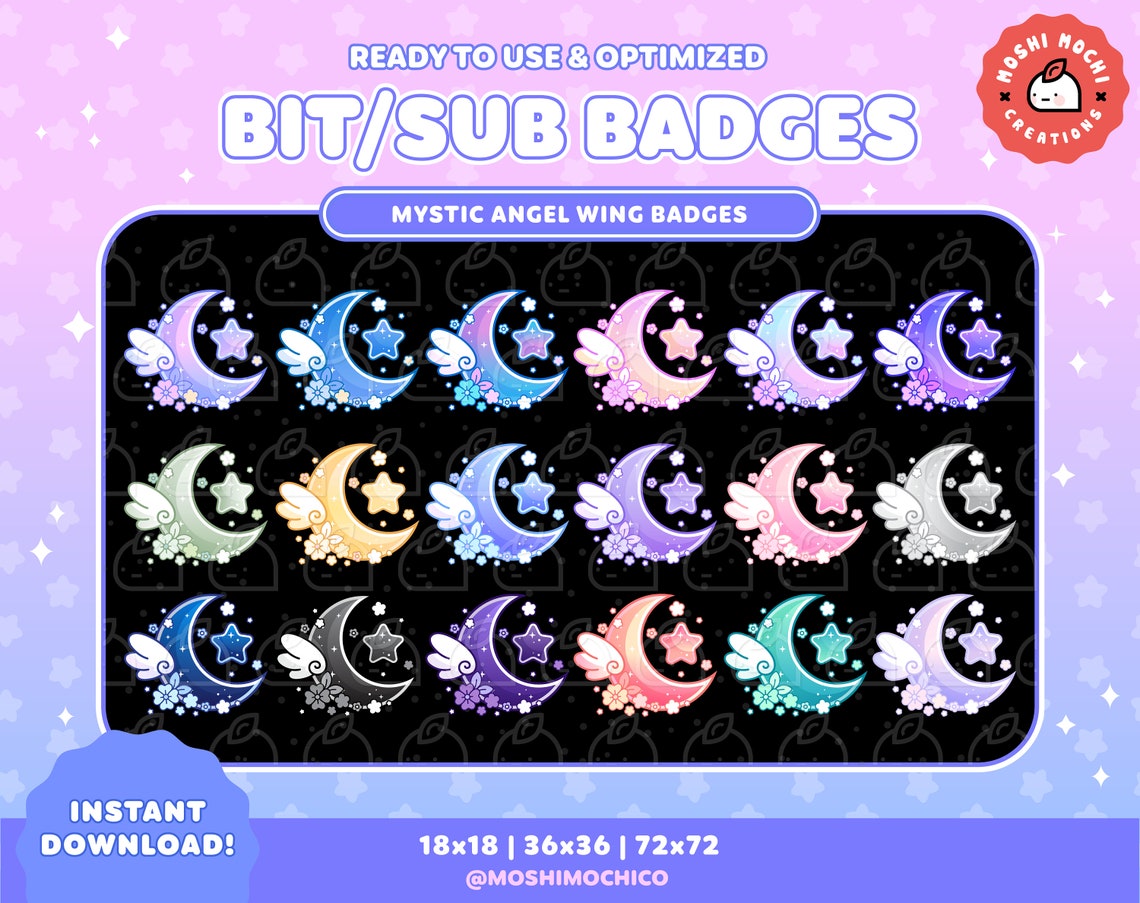 Mystic Moon Twitch Sub Badges / Bit Badges / Sparkle Moon | Etsy