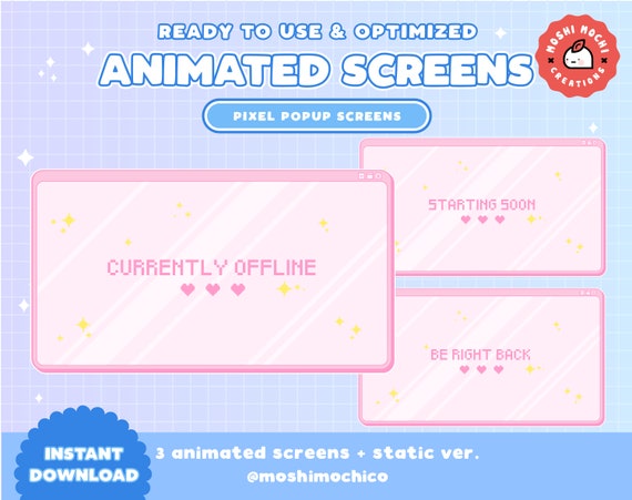 ANIMATED Twitch Cute Pink Pixel Pop up Box Window Screens / | Etsy