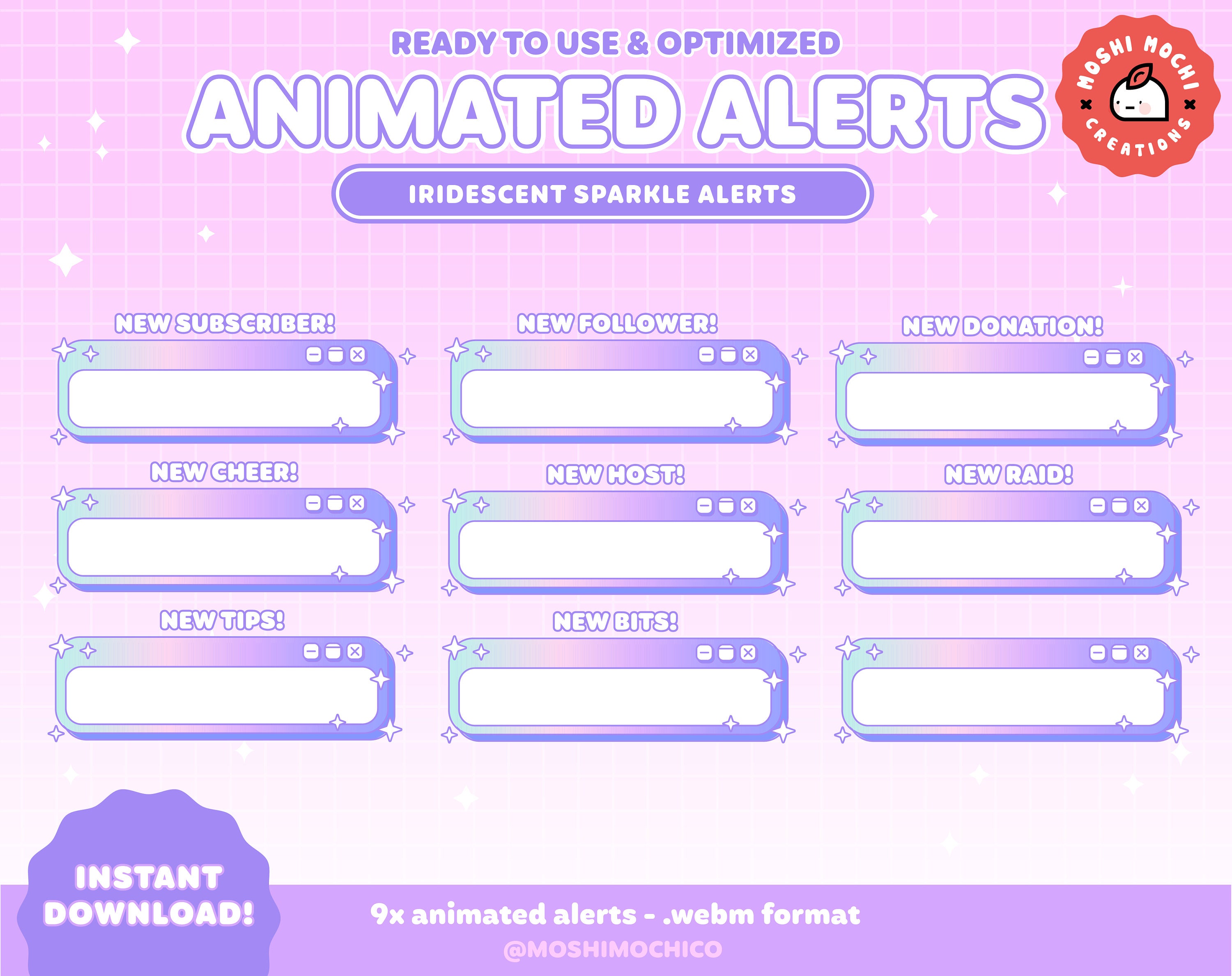 Alertas animadas de Twitch / Lindo cuadro de ventana emergente | Etsy ...