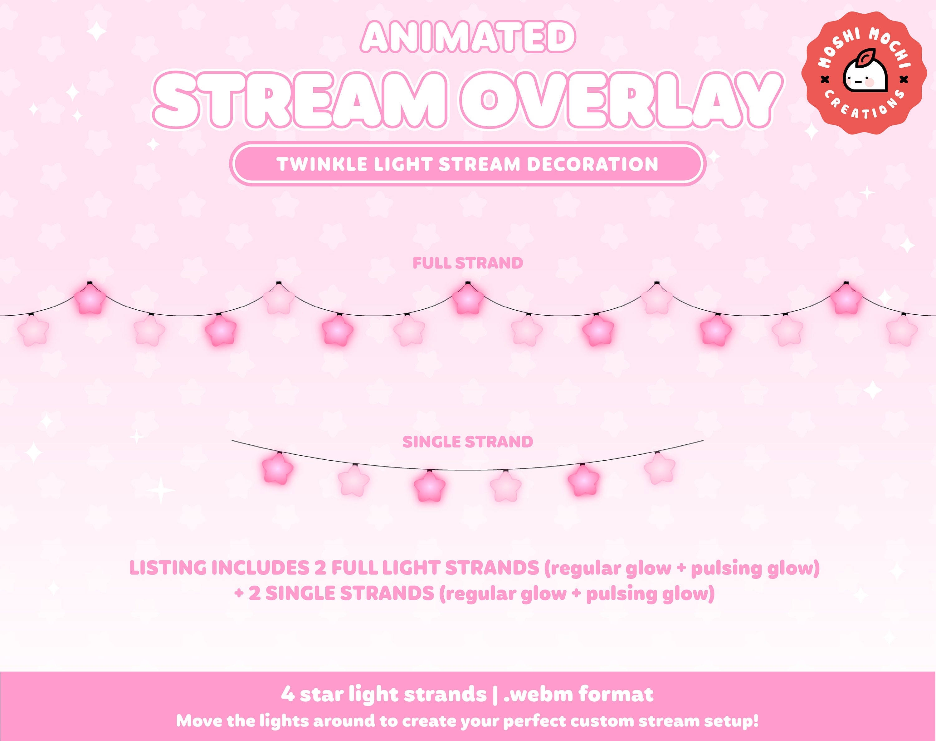 Animated Pink Star Light Overlay / Twinkle Star Lights / Cute - Etsy