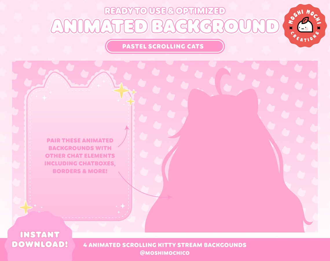 Animated Stream Background, Cat Twitch Overlay, Custom Kitty Stream ...