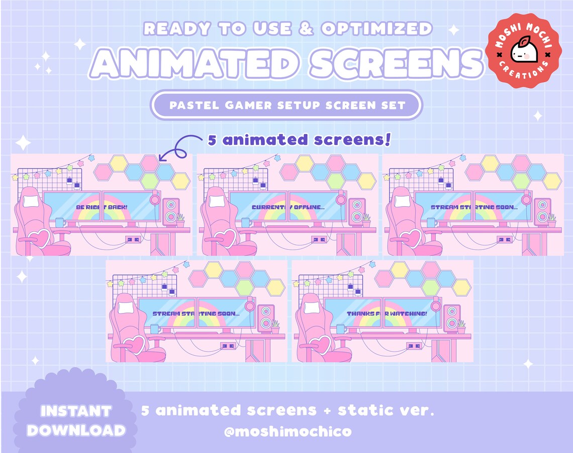 Animated Pink Gamer Room Setup Screens / Pastel Scenes / Cute - Etsy