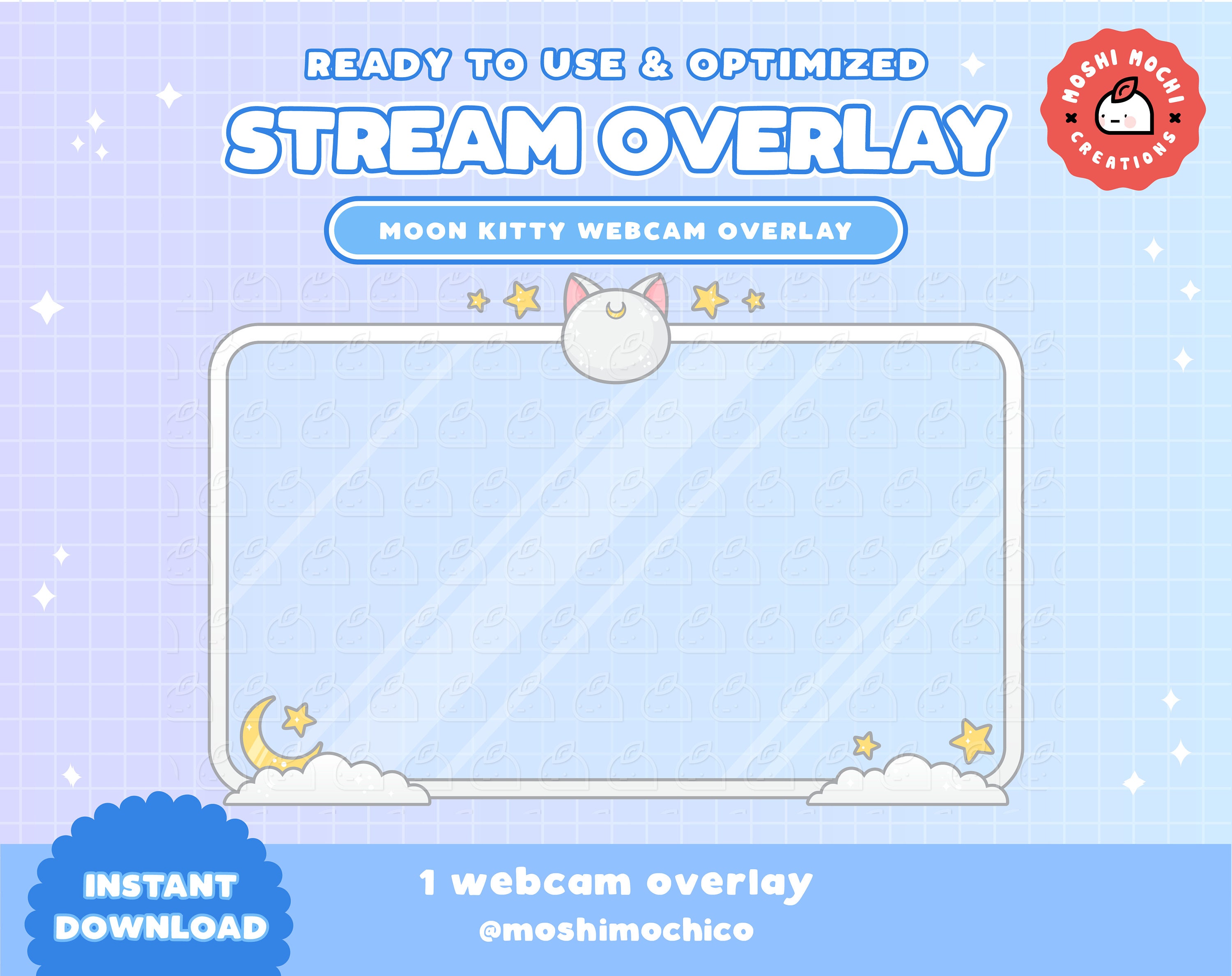 Twitch Light Moon Kitty Cat Webcam Overlay / Stream Graphics / - Etsy UK