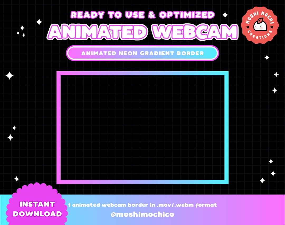 Twitch Animated Neon Pink Blue Webcam Border Frame / Stream Graphics ...