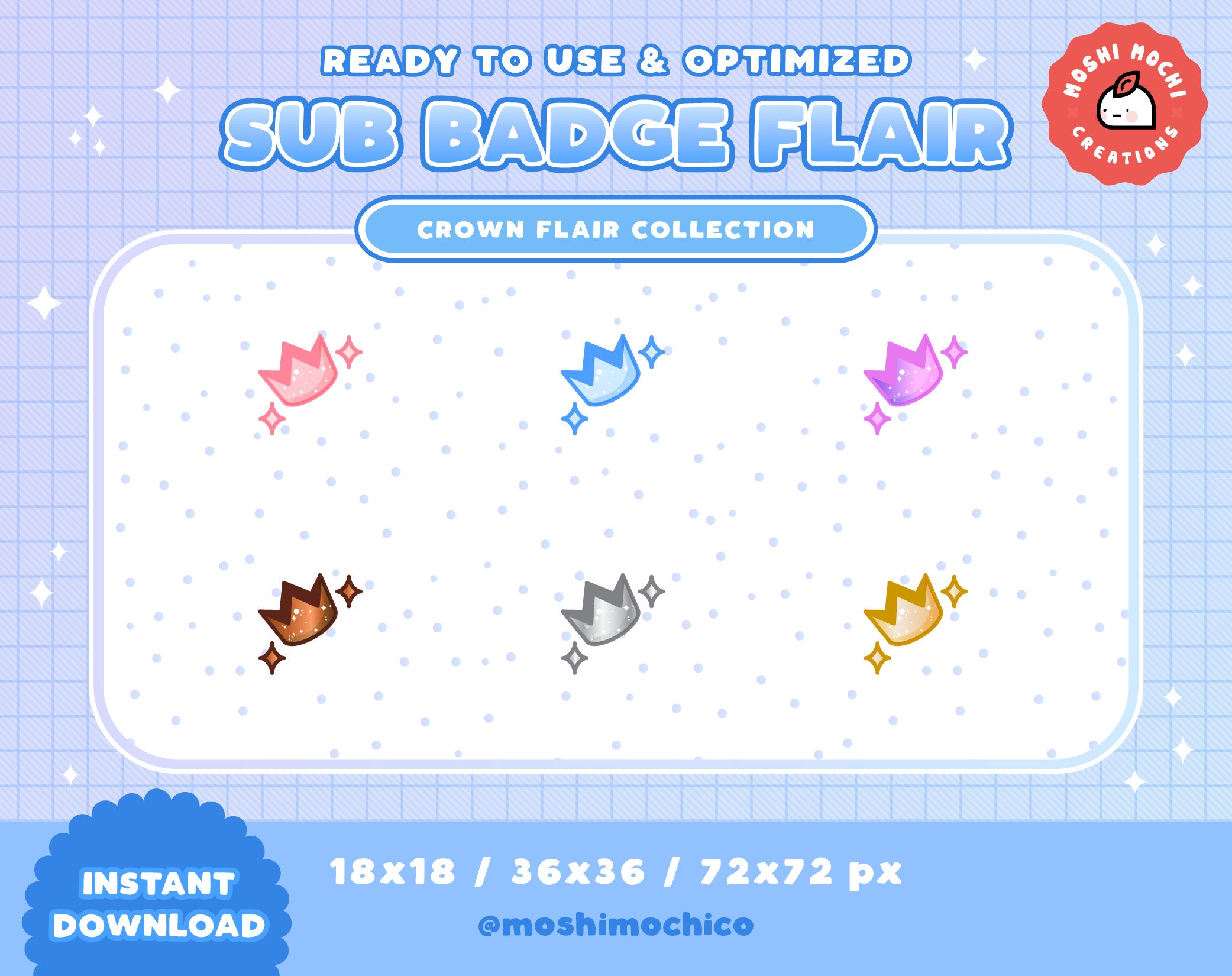 Twitch Sub Badge Flair Cute Glossy Sparkle Crown Collection - Etsy Canada