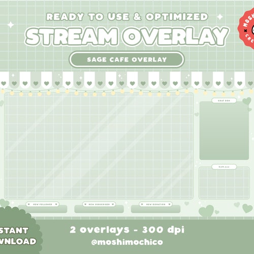 Twitch Cute Sage Cloudy Moon Stream Overlay / Streamer - Etsy