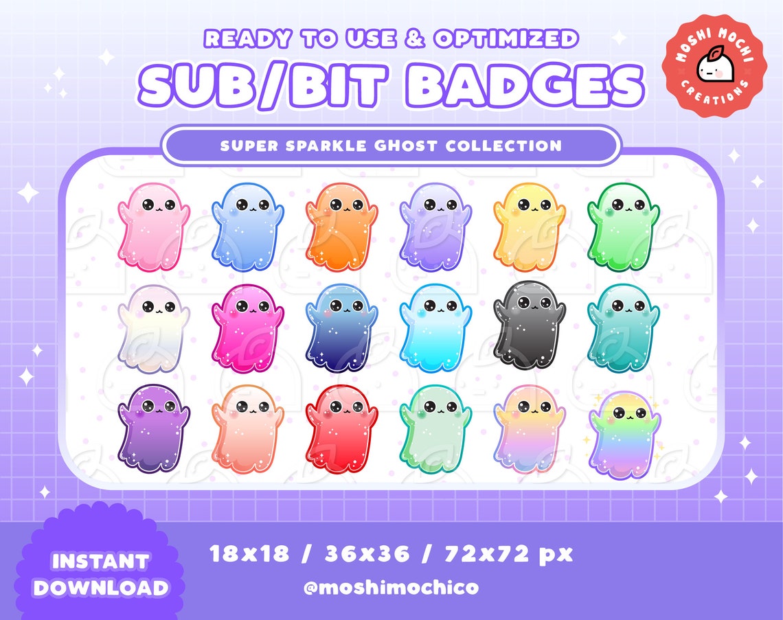 Cute Ghost Twitch Sub Badges / Bit Badge Pack / Emotes / Halloween ...