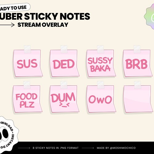 Vtuber Sticky Note Funny Stream Overlay P2U Vtuber Stream - Etsy