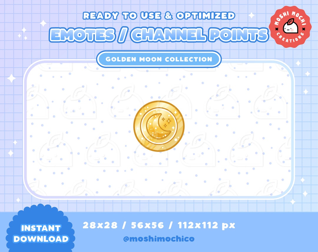 Twitch Golden Moon Coin Emote / Channel Point / Badges / Kawaii ...
