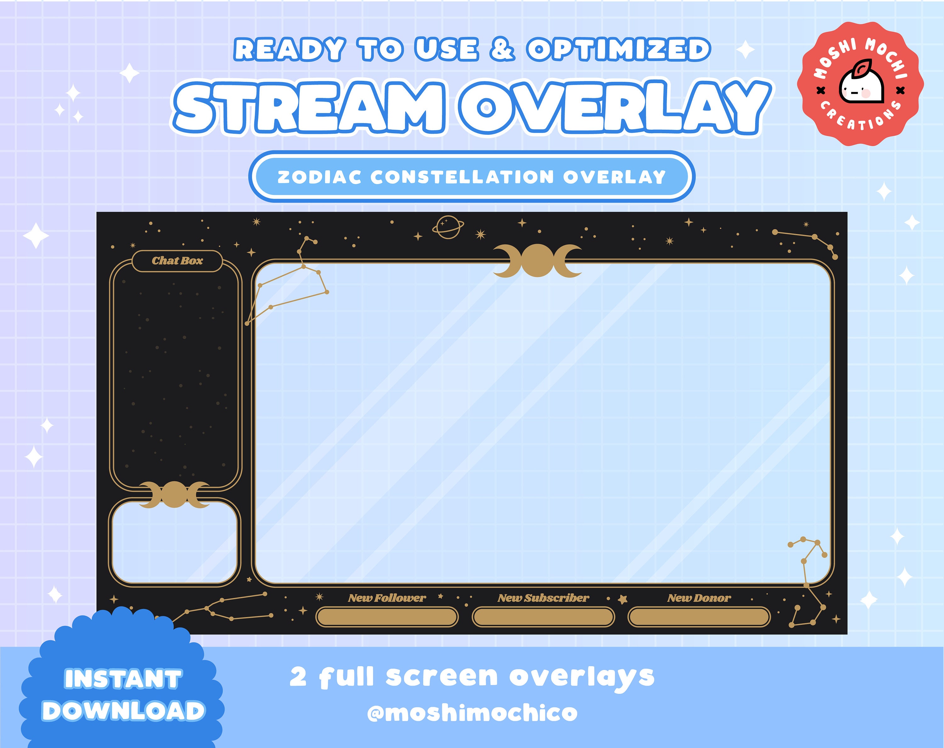 Twitch Zodiac Constellation Moon Overlay Set / Streamer - Etsy