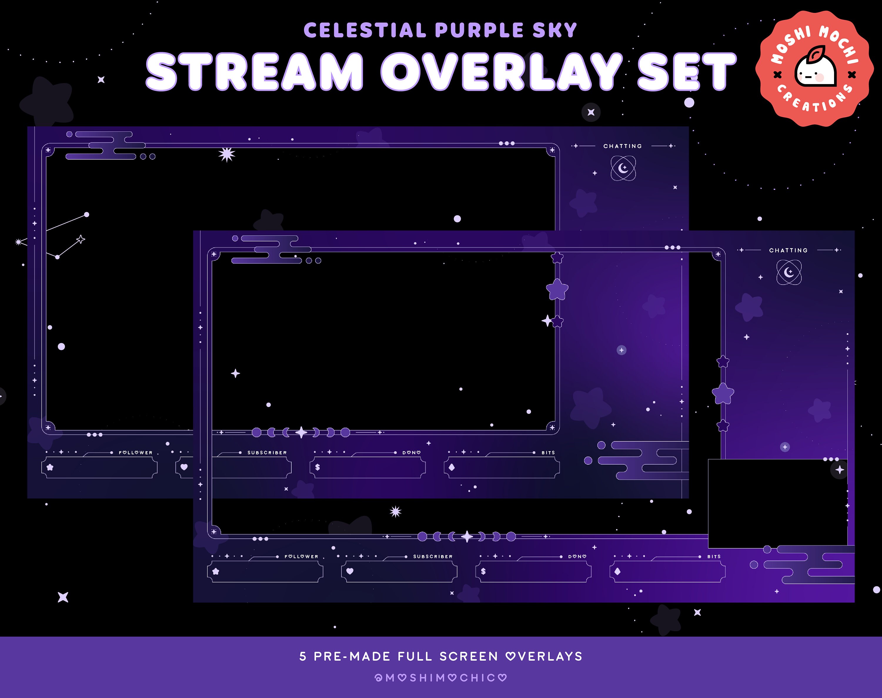 Celestial Starry Sky Stream Pack for Twitch, Panels, Animated Screens ...