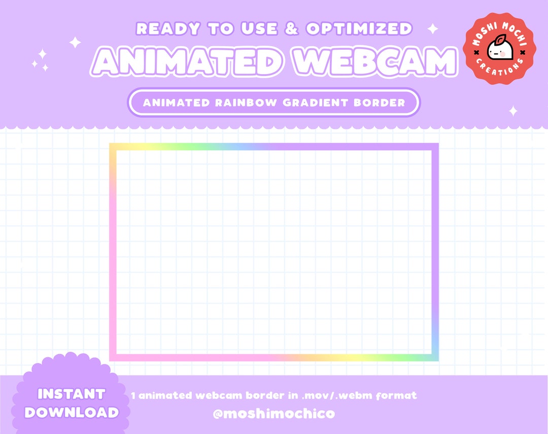 Twitch Animated Rainbow Webcam Border Frame / Stream Graphics / Kawaii ...