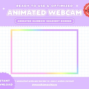 Twitch Animated Rainbow Webcam Border Frame / Stream Graphics / Kawaii ...