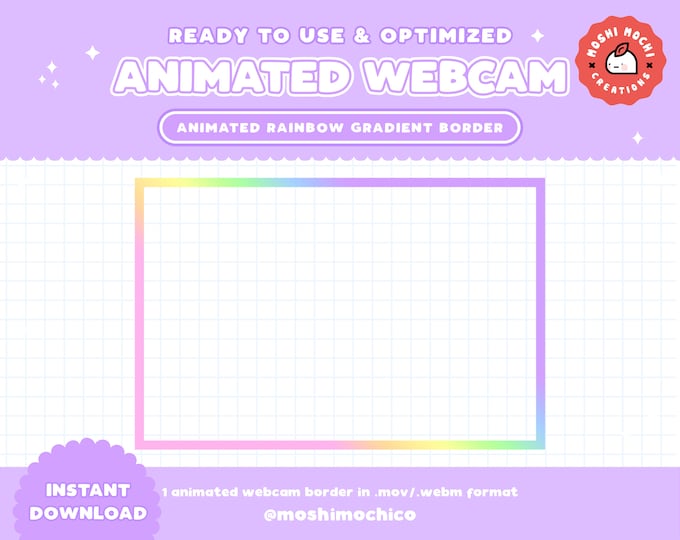 Rainbow Webcam Frame Streaming Overlay, Webcam Border, Custom Twitch ...