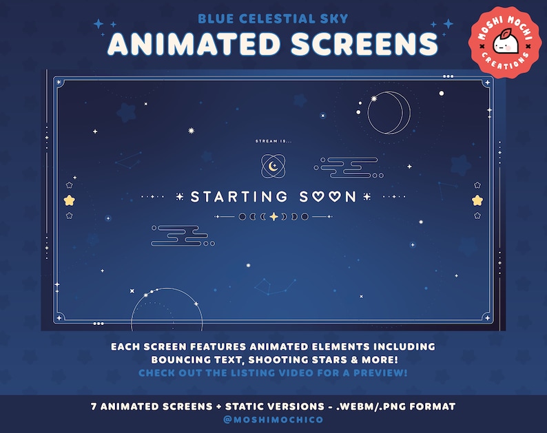 Animated Celestial Starry Sky Screens for Twitch Stream - Etsy