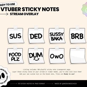 101 Vtuber Sticky Note Set, Funny Stream Overlay, P2U Vtuber Stream ...
