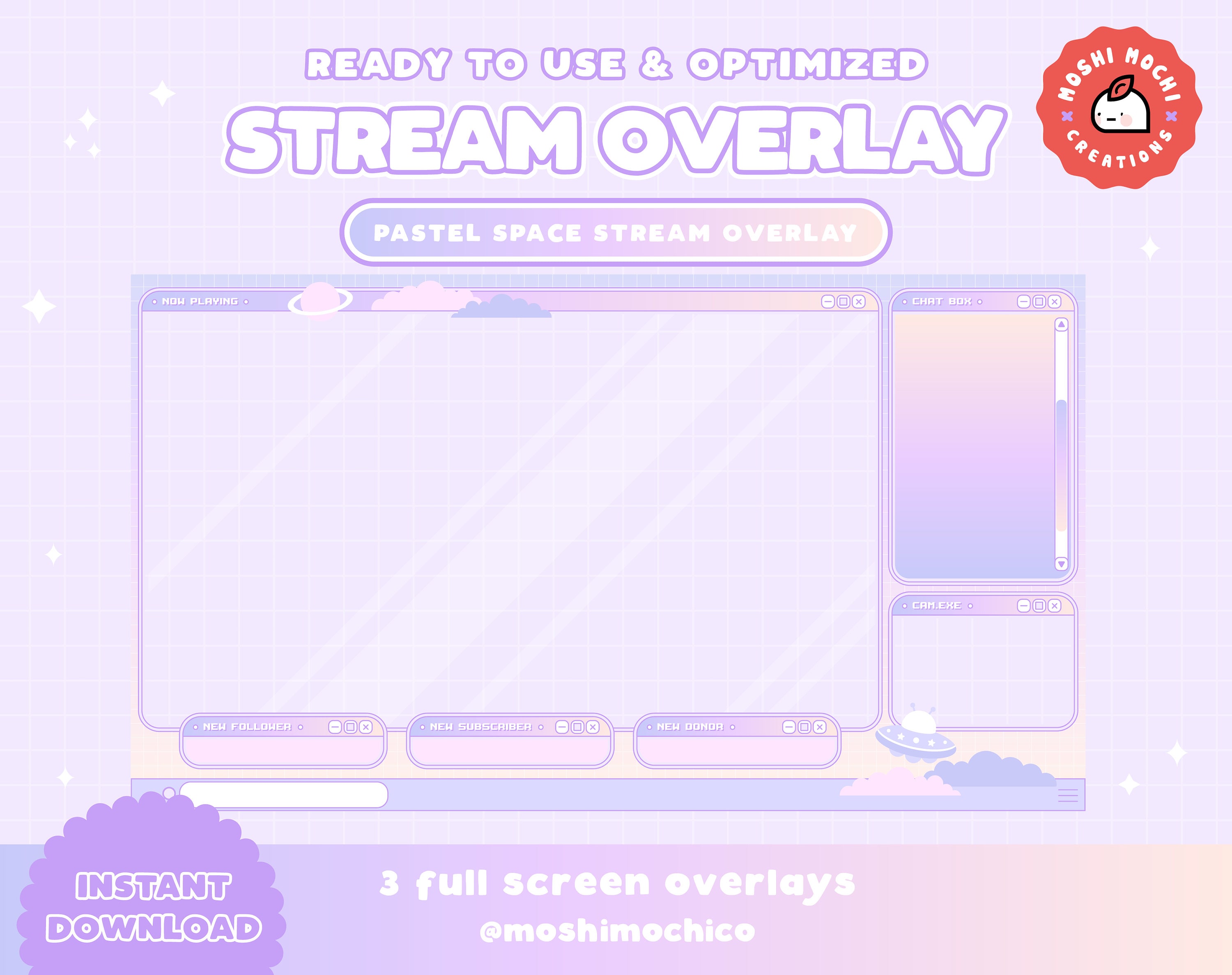 Twitch Overlay Customizable Pastel Space Stream Overlay Set | Etsy