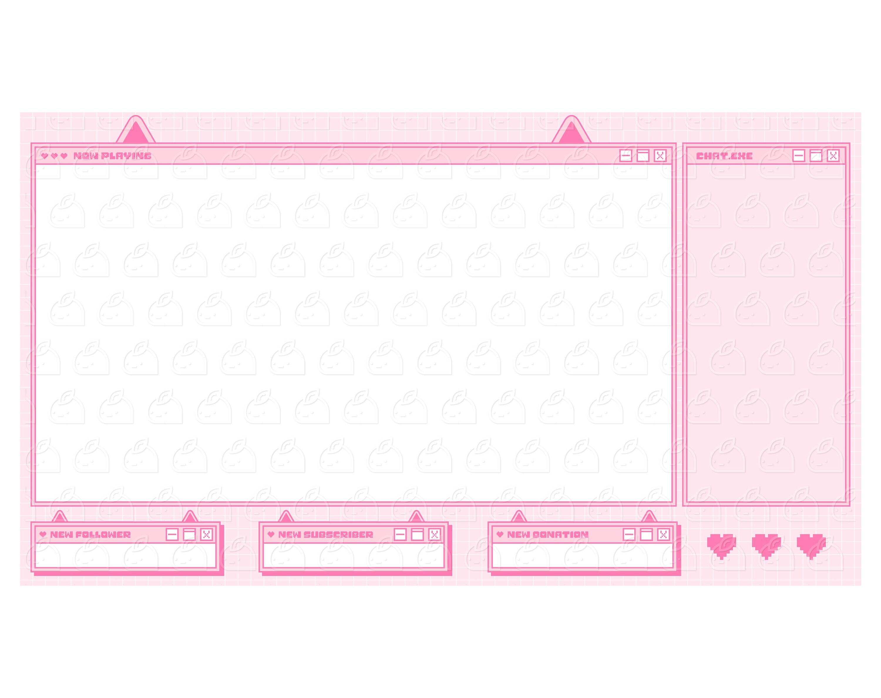 2x Twitch Aesthetic Pink Cat Pixel Computer Screen Overlay / | Etsy