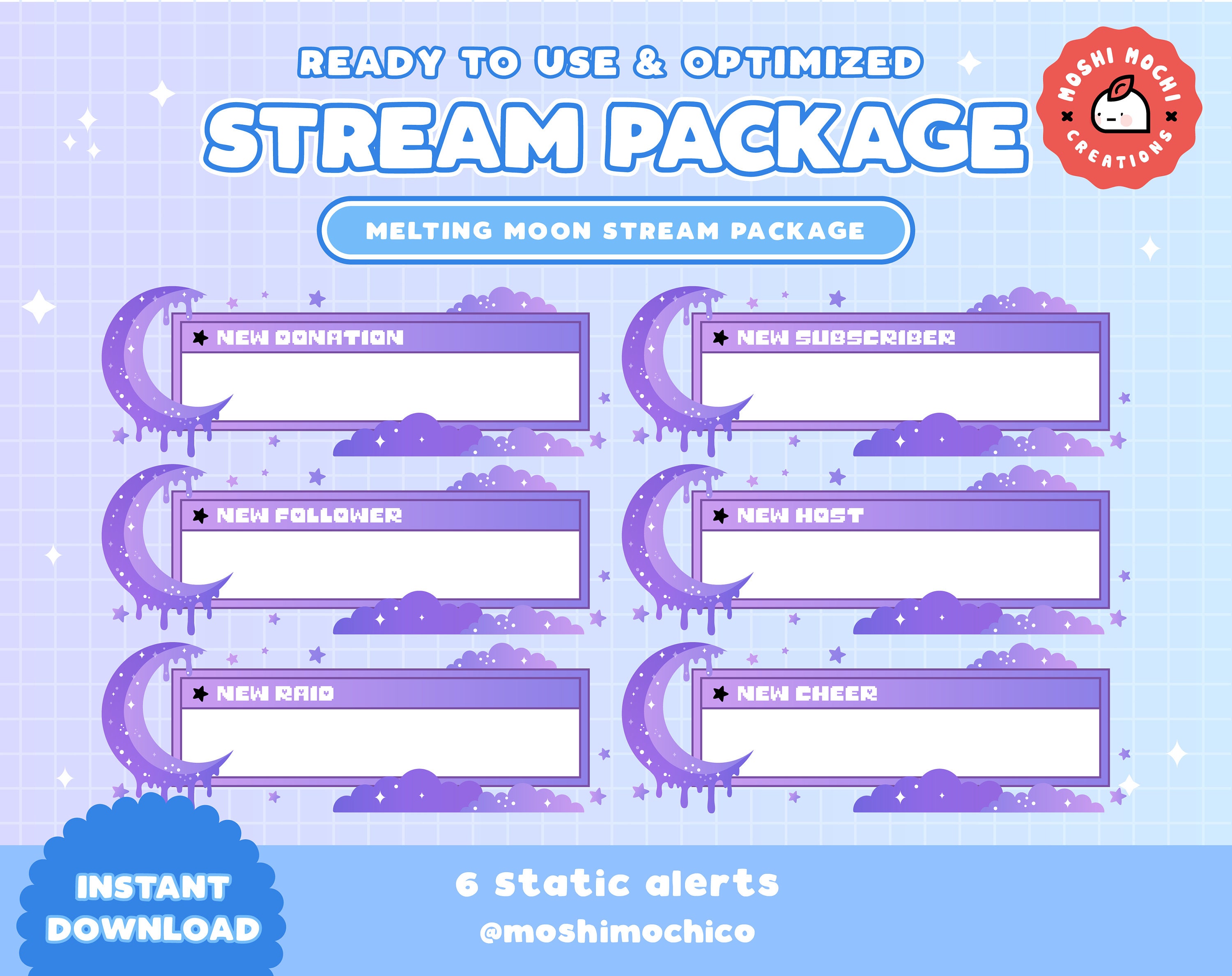 Twitch Stream Package - Spooky Melting Moon Overlay / Streamer Graphics ...
