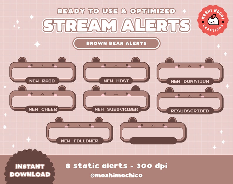Brown Bear Stream Alerts / Cute Alerts for Twitch / Stream - Etsy