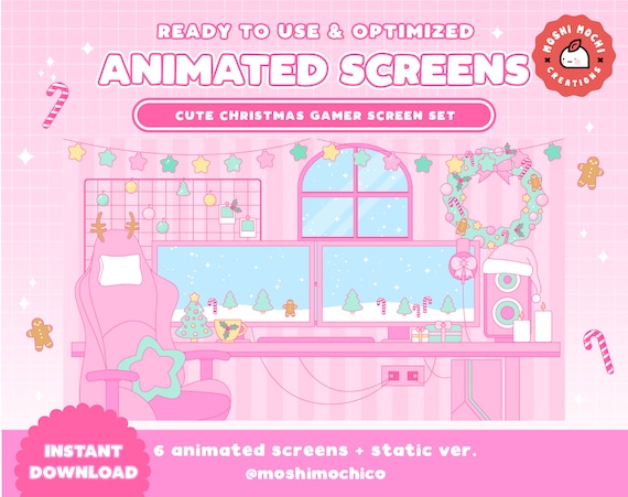 Animated Christmas Gamer Room Screens / Xmas Scenes / Cute - Etsy