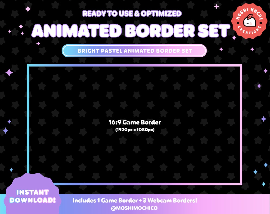 Animated Pastel Stream Border Set | Webcam Frame | Game Capture Border ...