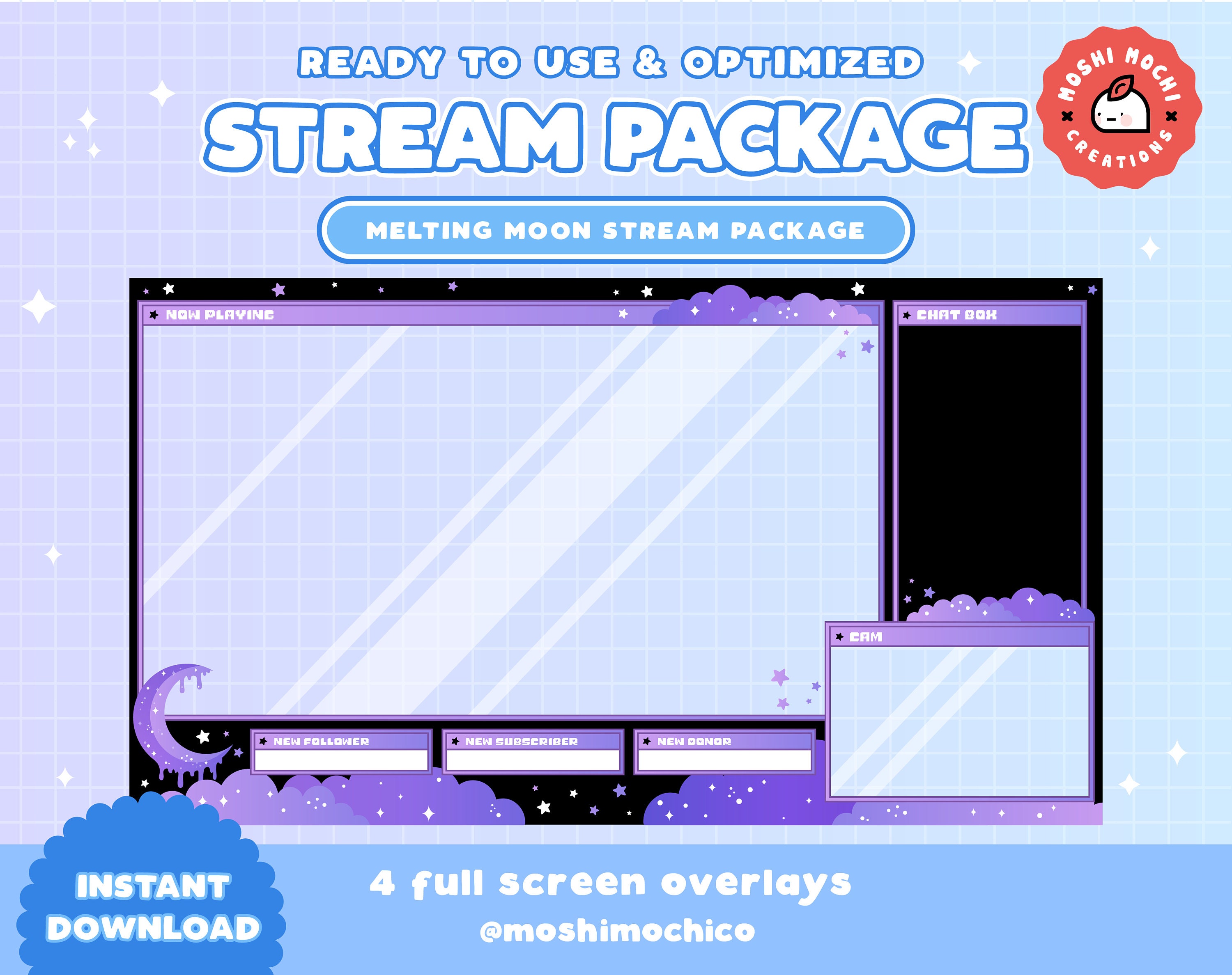 Twitch Stream Package - Spooky Melting Moon Overlay / Streamer Graphics ...