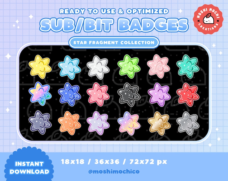 18x Twitch Sub Badges / Bit Badges / Emote - Glossy Sparkle Super ...