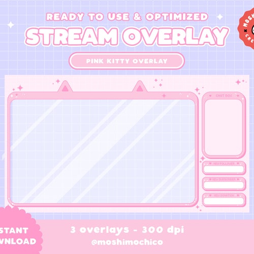 Twitch Cute Pink Caramel Kitty Cat Webcam Stream Overlay / - Etsy