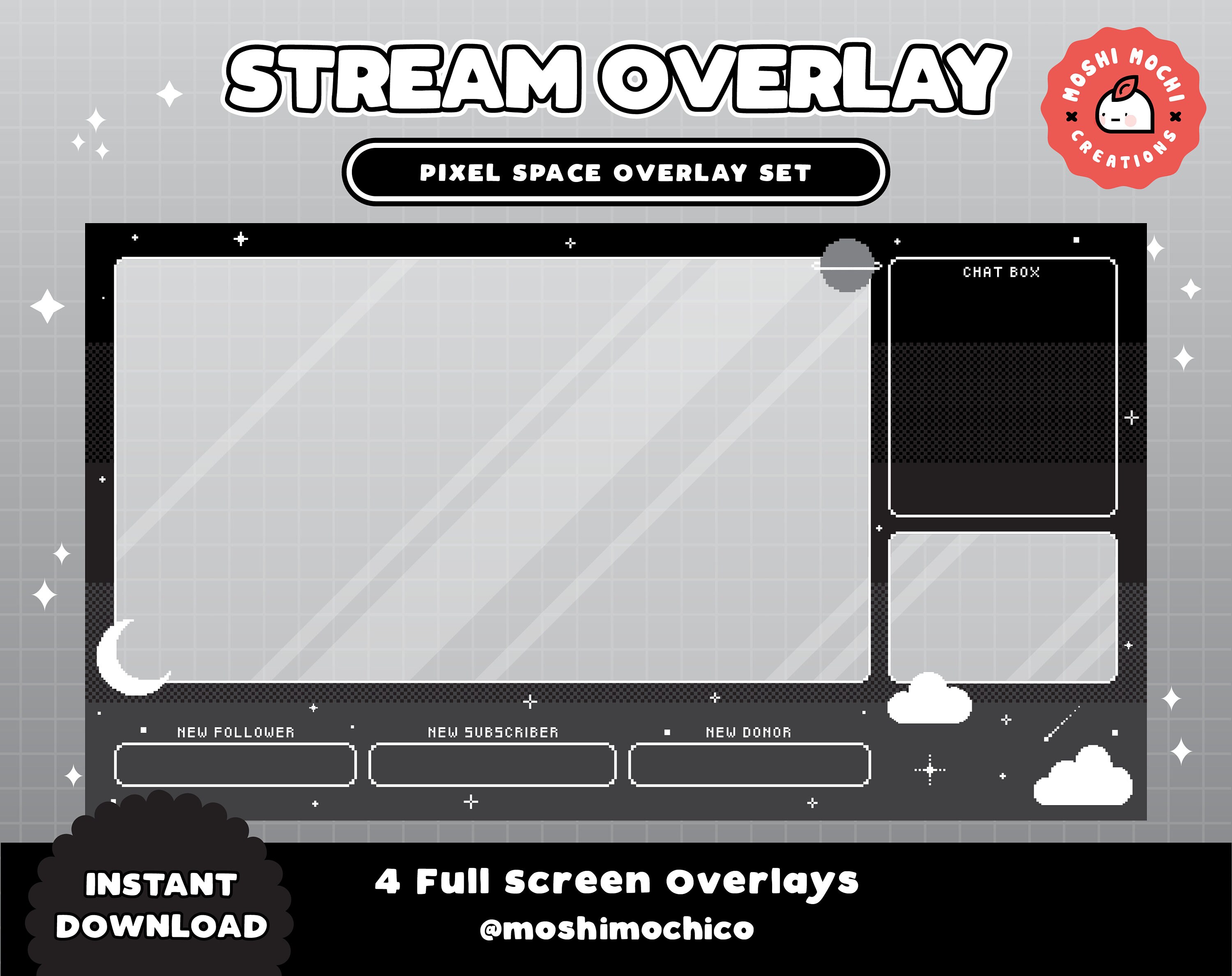 Twitch Pixel Space Starry Night Sky Aesthetic Screen Overlay - Etsy Canada