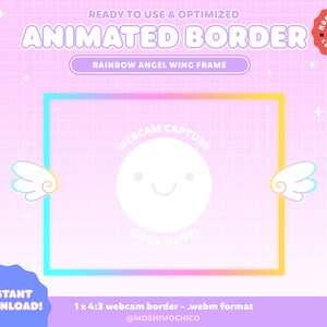 Rainbow Angel Wing Webcam Border for Twitch Animated Camera Frame ...