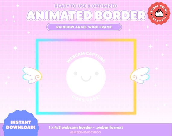 Rainbow Angel Wing Webcam Border for Twitch Animated Camera | Etsy