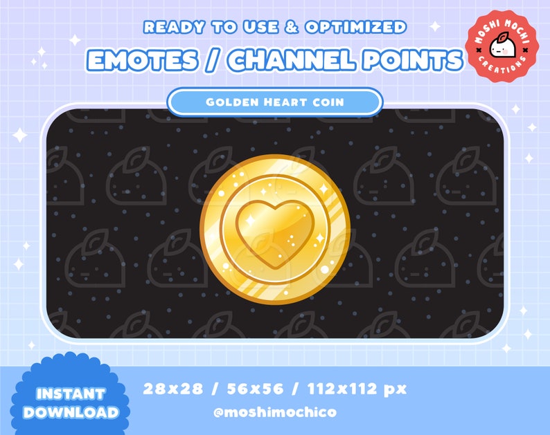 Gold Heart Channel Point / Emote / Twitch Badge / Cute / - Etsy