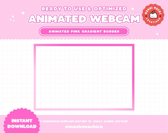 Twitch Animated Pink Border Frame / Stream Graphics / Kawaii / | Etsy