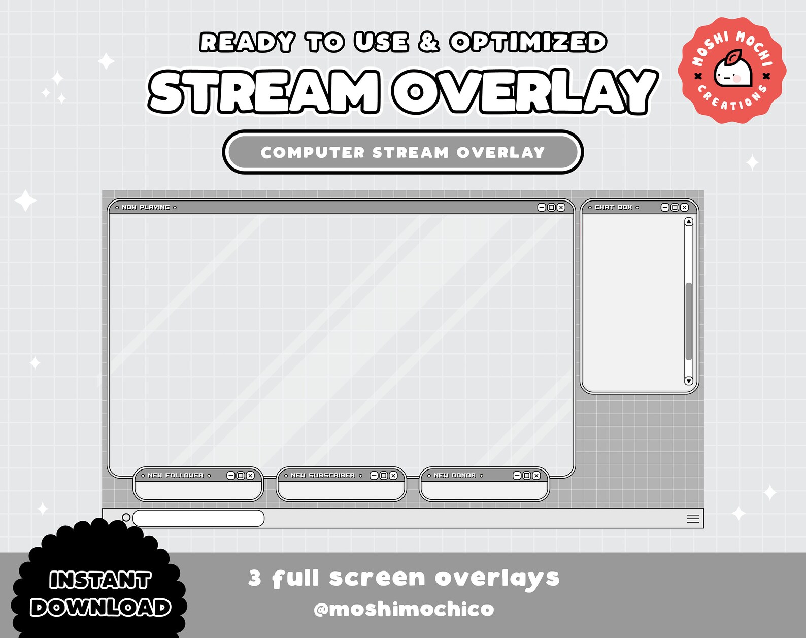Twitch Cool Black and White Computer Screen Stream Overlay Set - Etsy