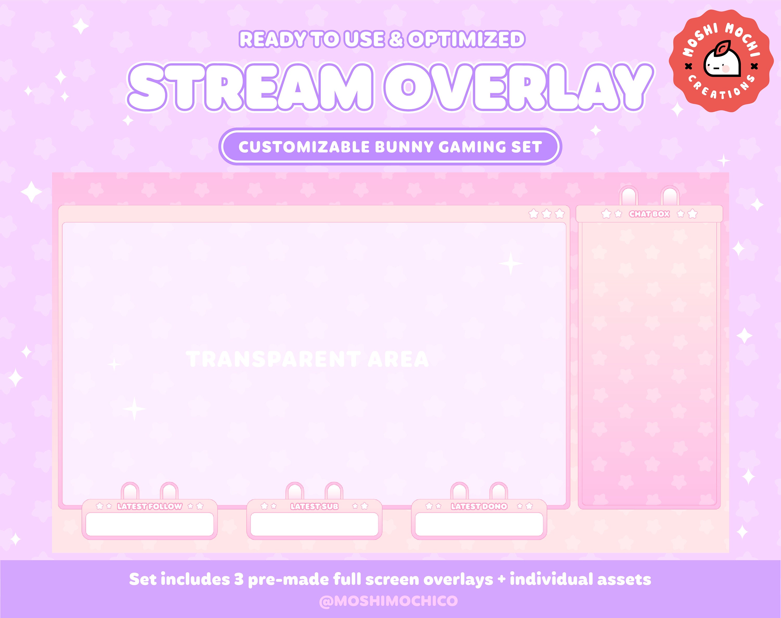 Bunny Stream Overlay Set for Twitch / Vtuber Gaming Setup / | Etsy Canada