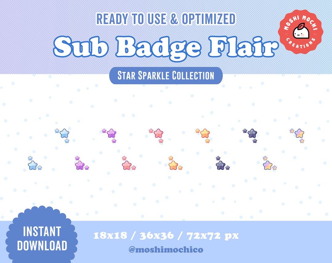 Twitch Sub Badge Flair - Cute Sparkle Star Collection / Kawaii ...