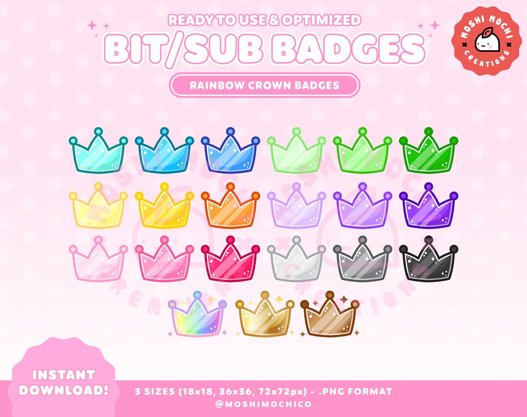 Twitch Sub Badges / Bit Badges / Rainbow Crown Collection / Vtuber ...