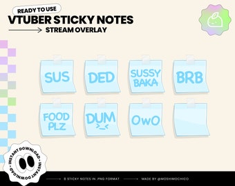 BLUE Vtuber / Pngtuber Sticky Note Funny Stream - Etsy