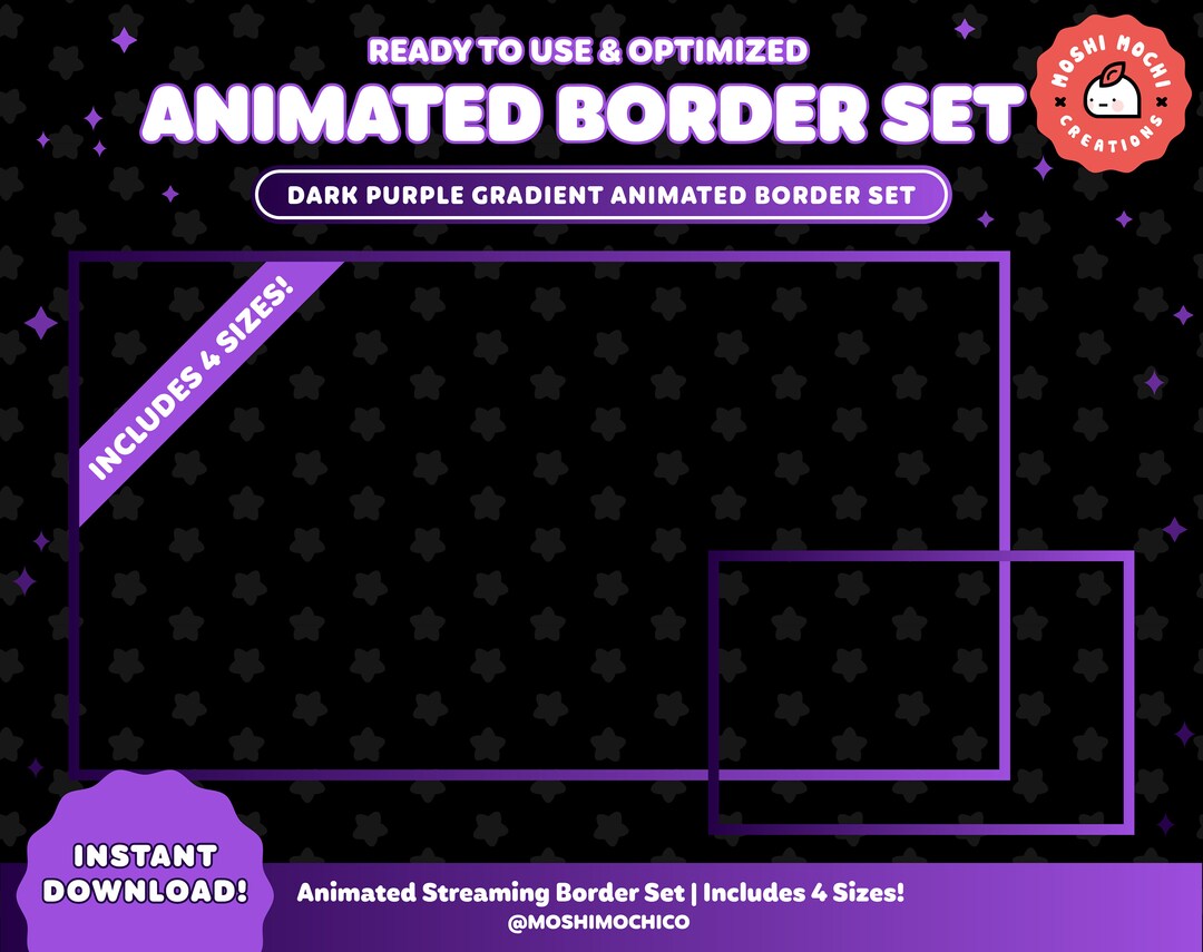 Animated Dark Purple Stream Border Set | Webcam Frame | Game Capture ...