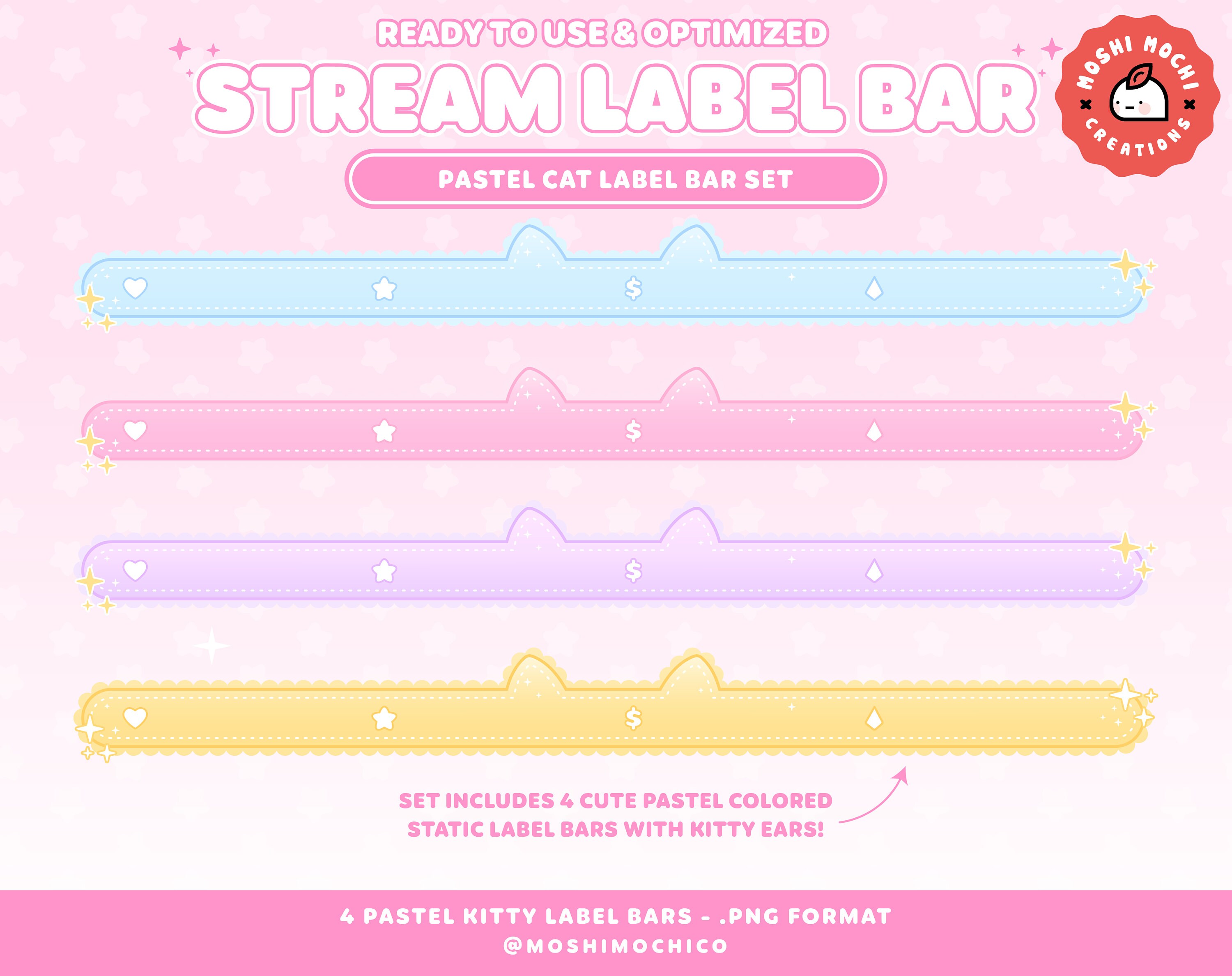 Pastel Cat Label Bar for Twitch, Custom Stream Overlay, Cute Aesthetic ...