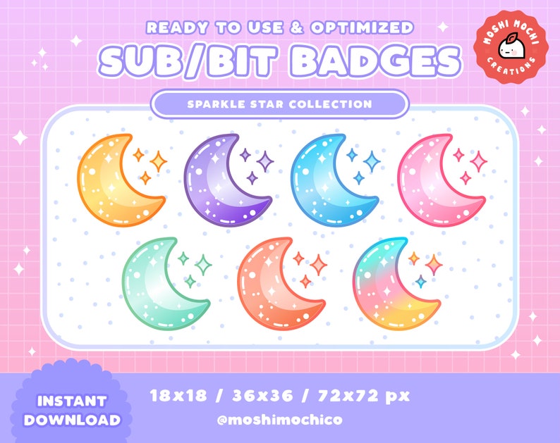 Twitch Sparkling Moon Sub / Bit Badges / Dreamy Sky Collection | Etsy